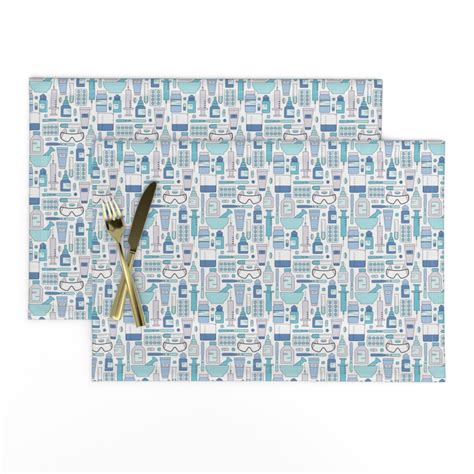 Pharmacy Tools Blue Placemats Spoonflower