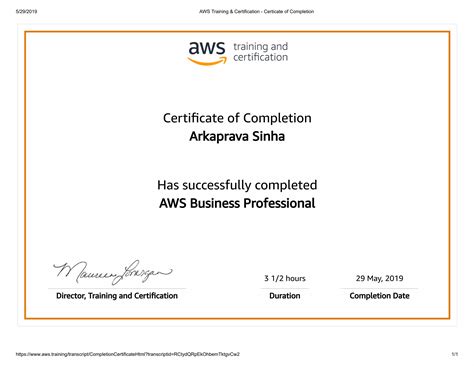 Aws Training And Certification Certificate Of Completion Ppt