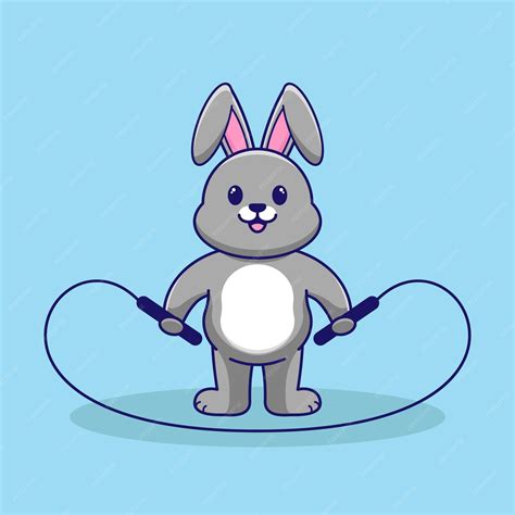 Premium Vector Cute Rabbit Jumping Rope Vector Flat Illustration