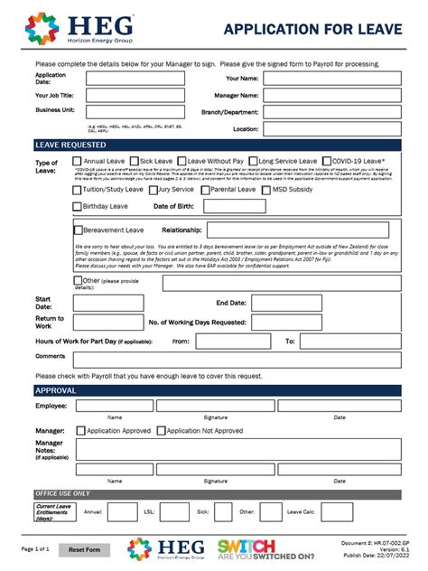 Hr07 002gp Application For Leave Pdf Employment Audit