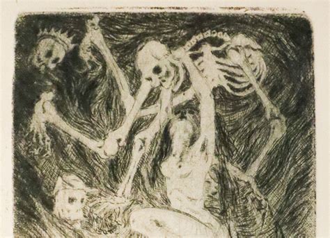 1948 Italian Engraving Bookplate Ex Libris Woman With Skeletons L