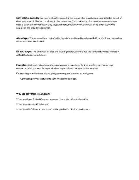 Convinient Sampling Convenience Sampling Is A Non Probability
