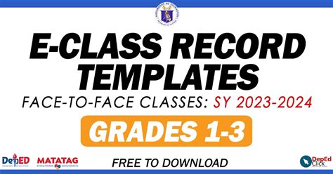 Deped E Class Record Templates Grades 1 3 Sy 2023 2024 Deped Click