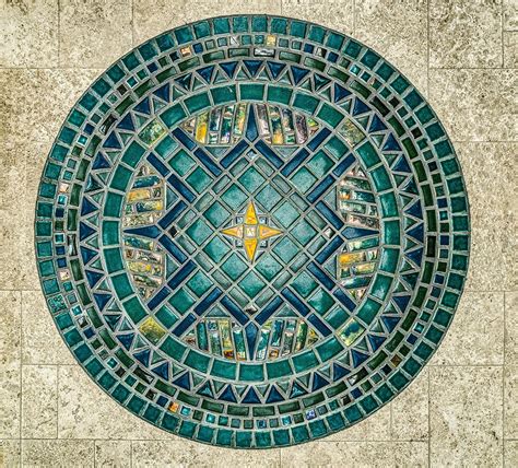 Palm House Floor Compass Medallion Pewabic Pottery