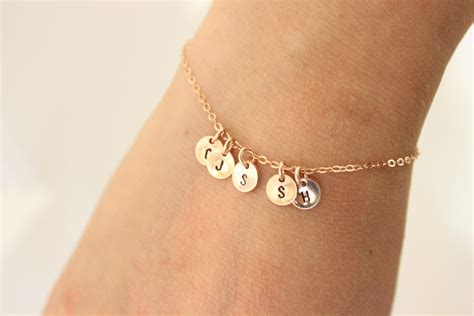 Two Intial Bracelet Tiny Initials Bracelet Personalized Bracelet