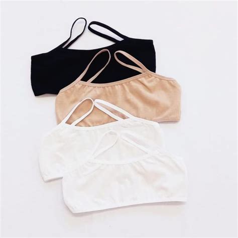 Kit Com 4 Tops Infantil De Cotton Sutiã Sutien Escolar Colegial Menina