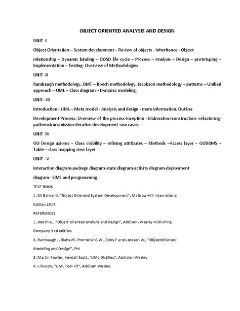 Object Oriented Analysis And Design Cs101 Study Notes And Overview