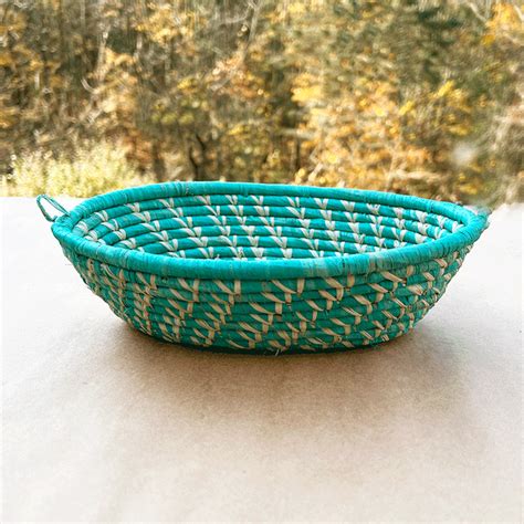 Oval Bread Basket Turquoise Uganda Womens Peace Collection