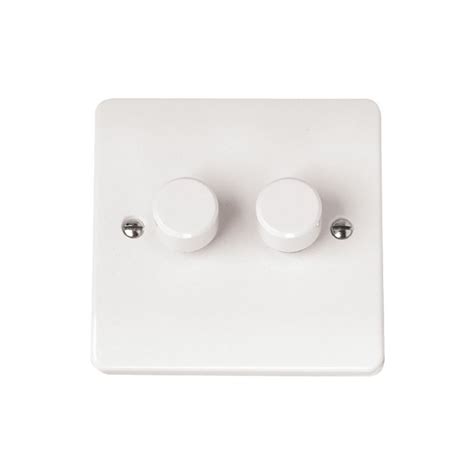 Click Mode 250w 2 Gang 2 Way Resistive Inductive Dimmer Switch White