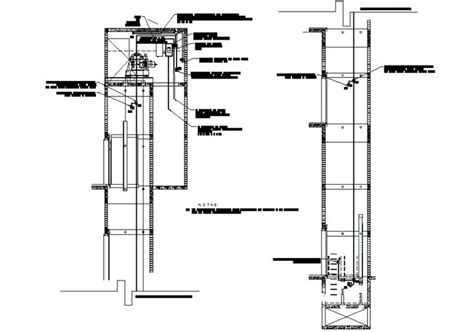 Lift Elevator Design Sectional Detail Dwg File Elevator Section