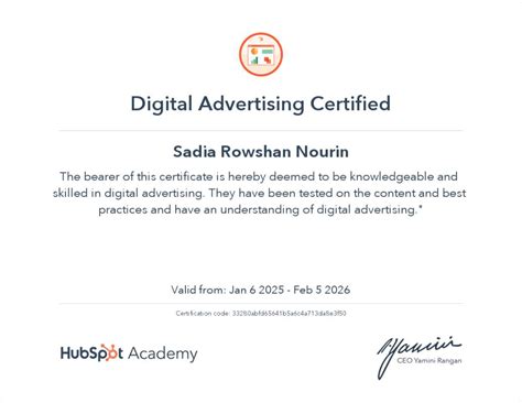 Sadia Rowshan Nourin On Linkedin Hubspot Academy Digital Advertising