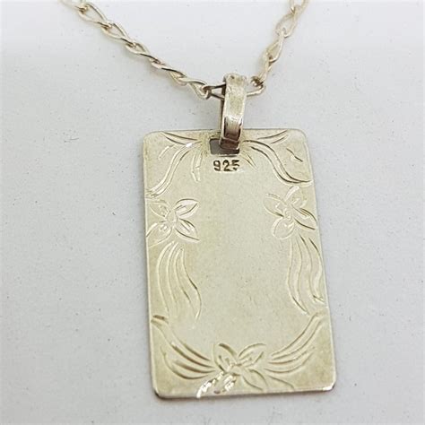 Sterling Silver Rectangular Pendant On Sterling Silver Chain Alexas