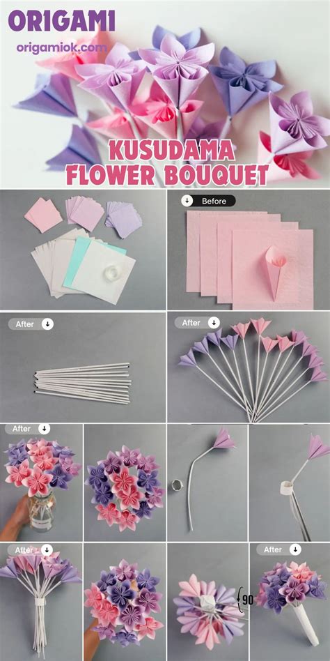 How To Fold An Origami Kusudama Flower Bouquet Origami Flowers
