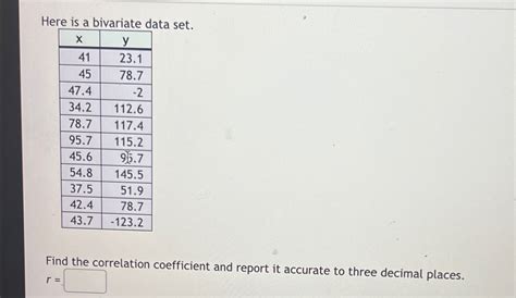 Solved Here Is A Bivariate Data Settable Xy
