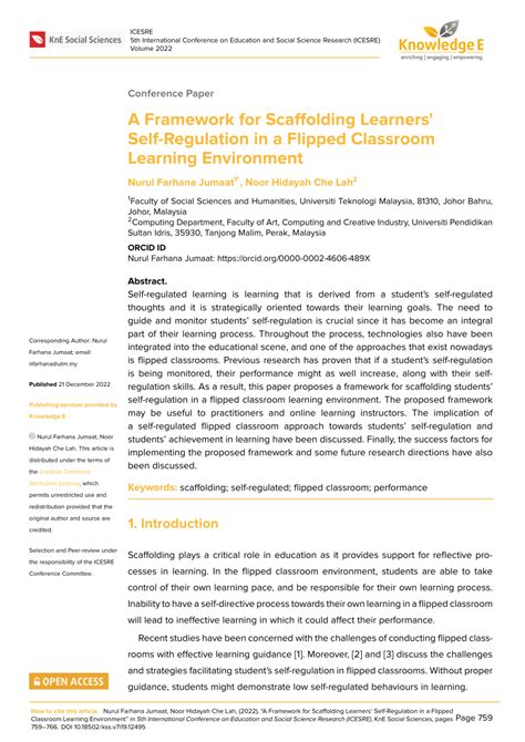 Pdf A Framework For Scaffolding Learners Self Regulation In A