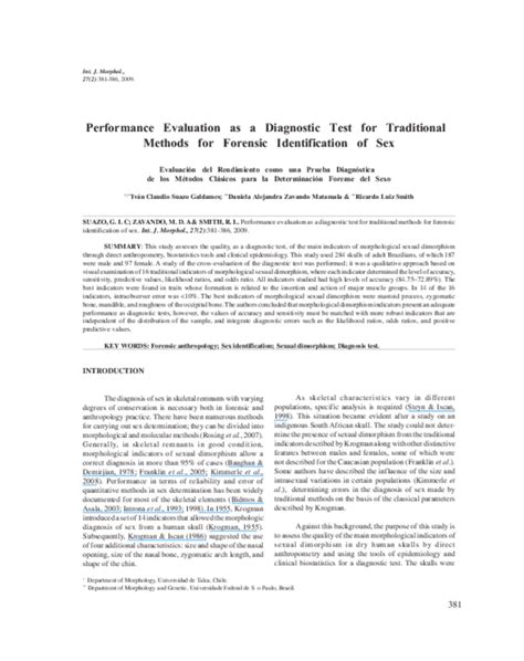 Pdf Performance Evaluation As A Diagnostic Test For Traditional