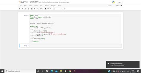 create battery notifier for laptop using python