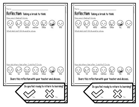 Reflection Sheets Made By Teachers