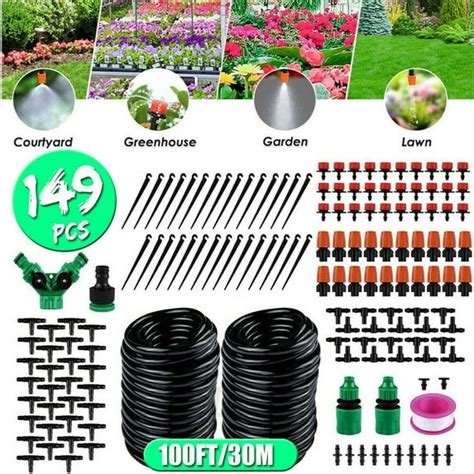 100ft Misting And Drip Irrigation System Plant Garden Watering Hose Spray