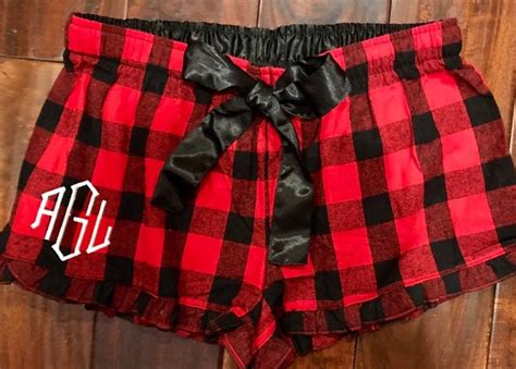 Monogrammed Pj Shorts Flannel Pj Shorts Plaid Pj Shorts Etsy Pj Shorts Women Gym Shorts