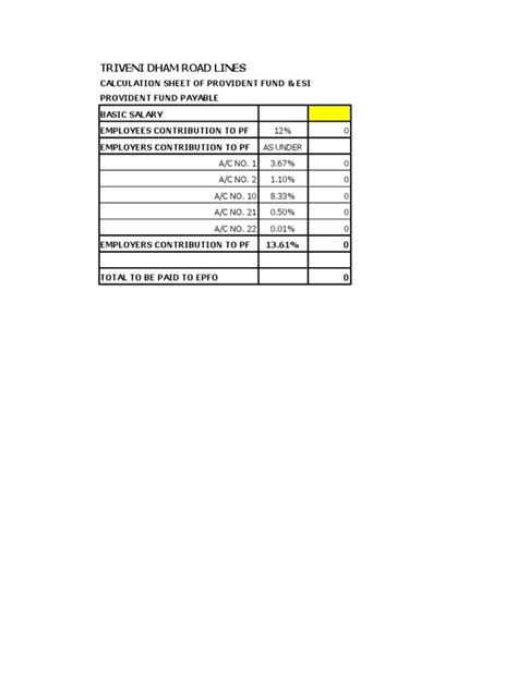 25 Pf Esi Calculatin Sheet Pdf