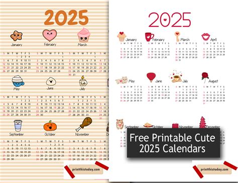 Free Printable 2025 Calendar Cute
