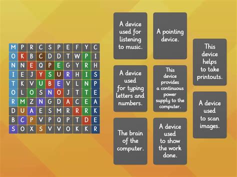 Parts Of Computer Grade 2 Wordsearch