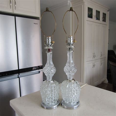 2 Vintage Glass Lamp Bases Etsy