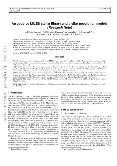 Pdf An Updated Miles Stellar Library And Stellar Population Models