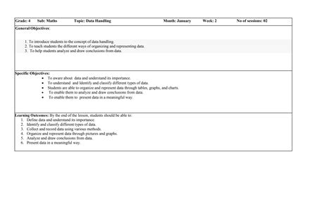 Maths Class 4 Ch Data Handling Lesson Plandocx