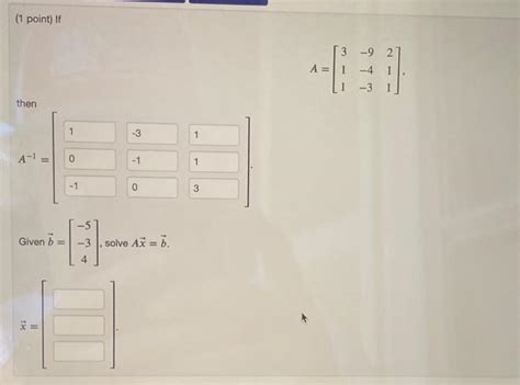 solved 1 point if 1 6 ii 3 9 2 1 4 1 31 then 3 1 a 1