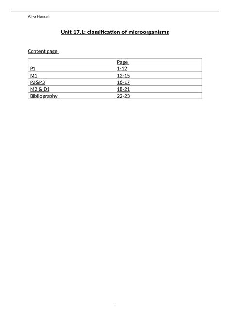 Btec Applied Science Unit 17a Classification Of Microorganisms Unit