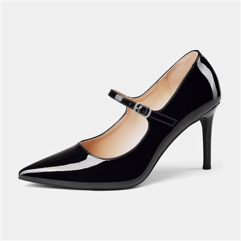 Genshuo Women Mary Jane Pumps High Heels Pointed Closed Toe Stiletto