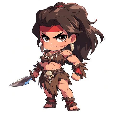 Premium Ai Image Feisty Chibi Warrior Woman Brandishing A Sword In Anime Style Generative Ai