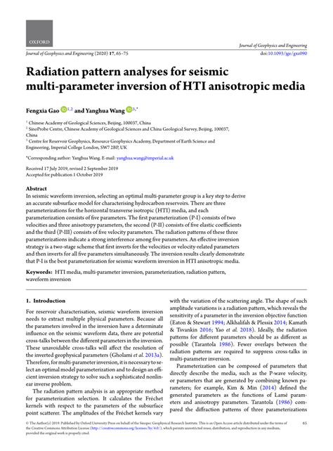 pdf radiation pattern analyses for seismic multi parameter inversion