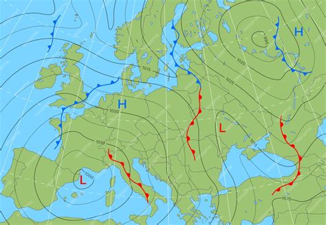 Premium Vector Forecast Weather Isobar Map Or Diagram Of Europe