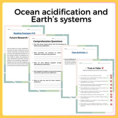 Ocean Acidification And Earths Systems Comprehensive Worksheet With