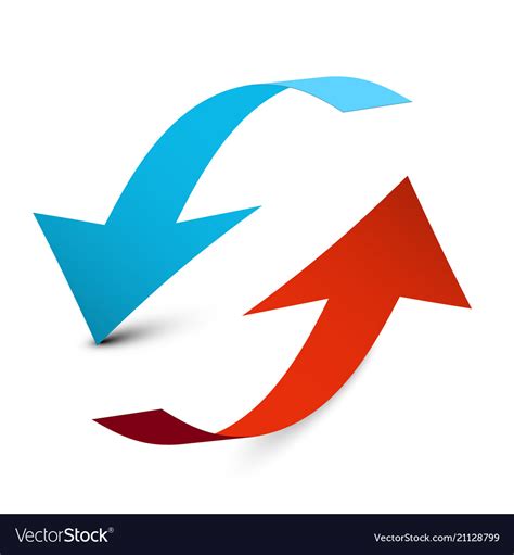 Up And Down Arrows Blue Red 3d Arrow Isolated Vector Image