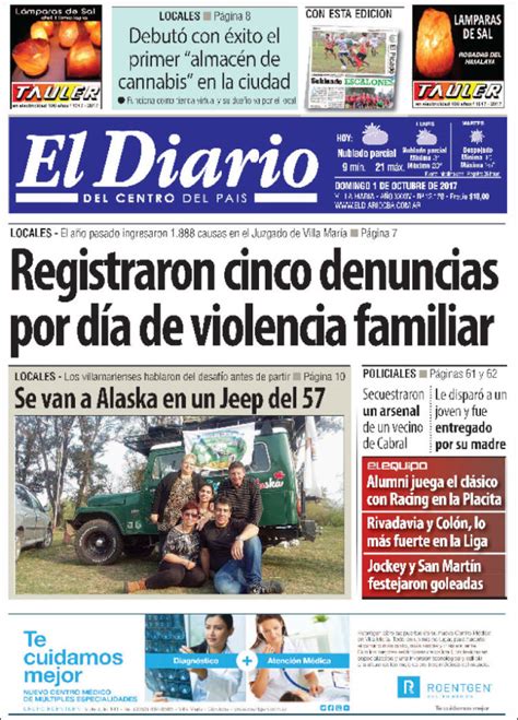 Periódico El Diario Del Centro Del País Argentina Periódicos De