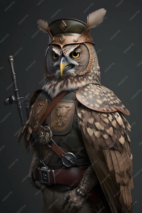 Premium Photo Realistic Owl Soldier Ai Generated