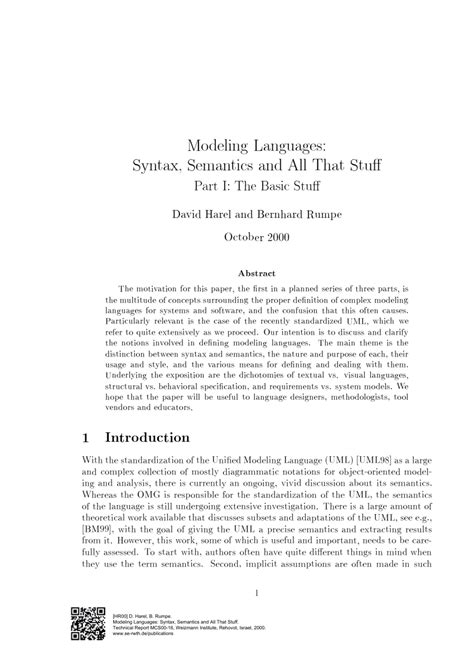 pdf modeling languages syntax semantics and all that stuff part i the basic stuff
