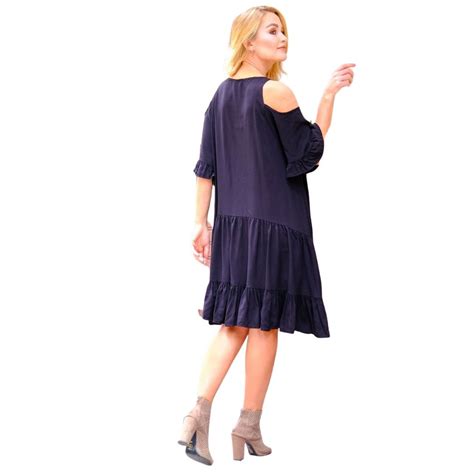 Rochie Eleganta Din Bumbac Cu Umeri Goi Neagra Ihaoo Shop