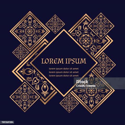 럭셔리 로얄 패턴 타일 벡터 프레임입니다 에스닉 아라베스크 라벨 웨딩 파티 초대를위한 아르 데코 디자인 Eid Ul Fitr에 대한 스톡 벡터 아트 및 기타 이미지 Istock