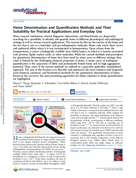 Pdf Heme Determination And Quantification Methods And Their