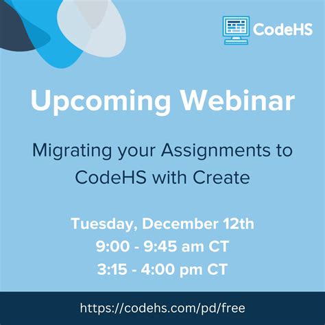 Join Us Next Tuesday December 12th For Our Webinars On Migrating Your