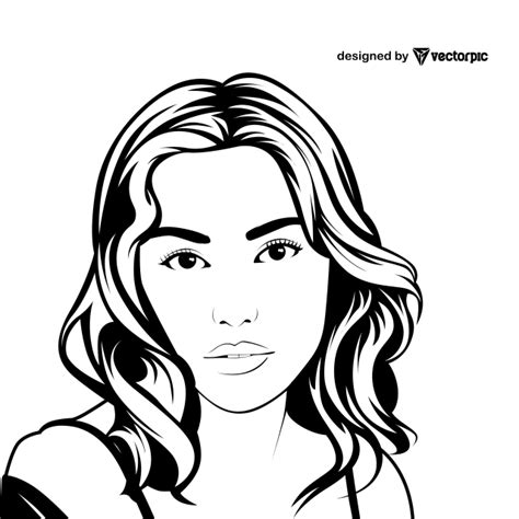 Sweet Girl Short Hair Line Art Design Free Vector Vectorpic