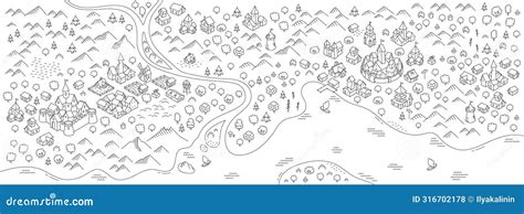 Medieval Map With Lake And River Horizontal Slider Banner Format Middle Ages Kingdom Map