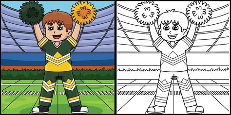 Male Cheerleader Touchdown Colored Illustration 66122414 Vector Art At