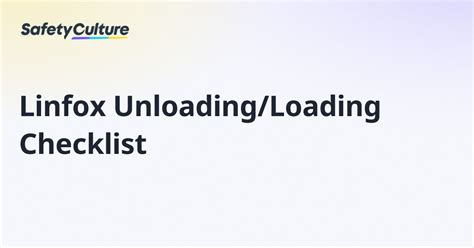 Linfox Unloading Loading Checklist Free Template