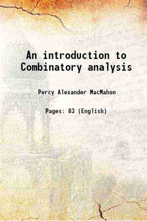 An Introduction To Combinatory Analysis 1920 Hardcover
